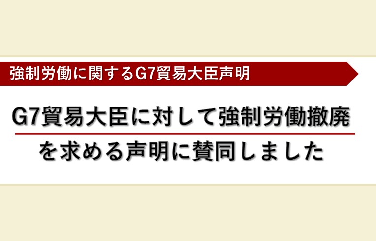 G7貿易大臣に対して強制労働撤廃を求める声明に賛同しました | 世界の子どもを児童労働から守るNGO ACE（エース）